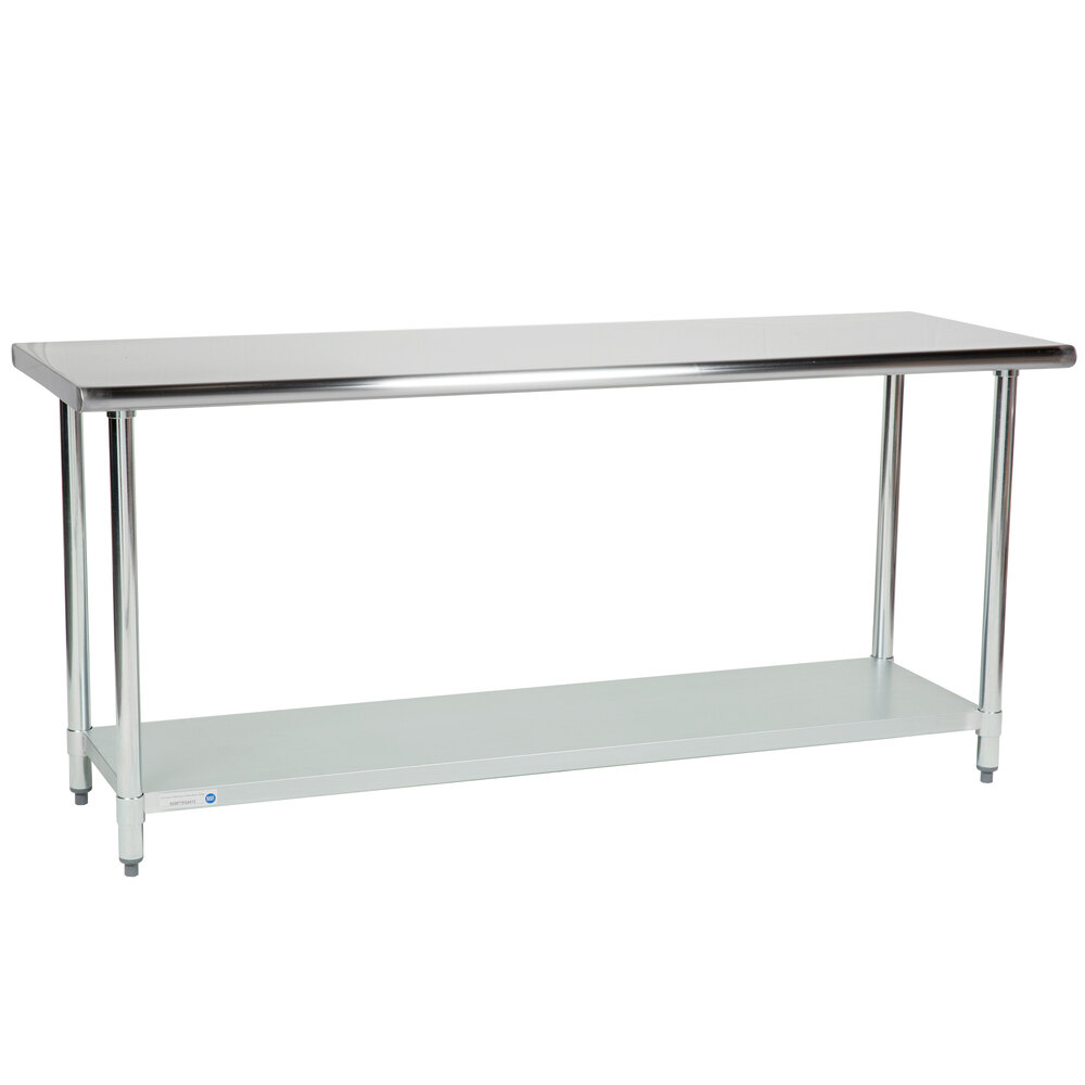 Steelton 24" x 72" 18 Gauge 430 Stainless Steel Work Table with Undershelf
