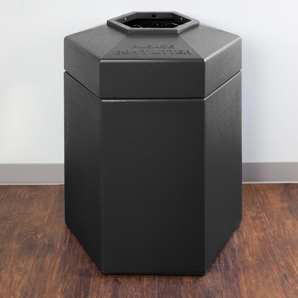 Commercial Zone 737224 PolyTec 45 Gallon Charcoal Hexagonal Waste ...