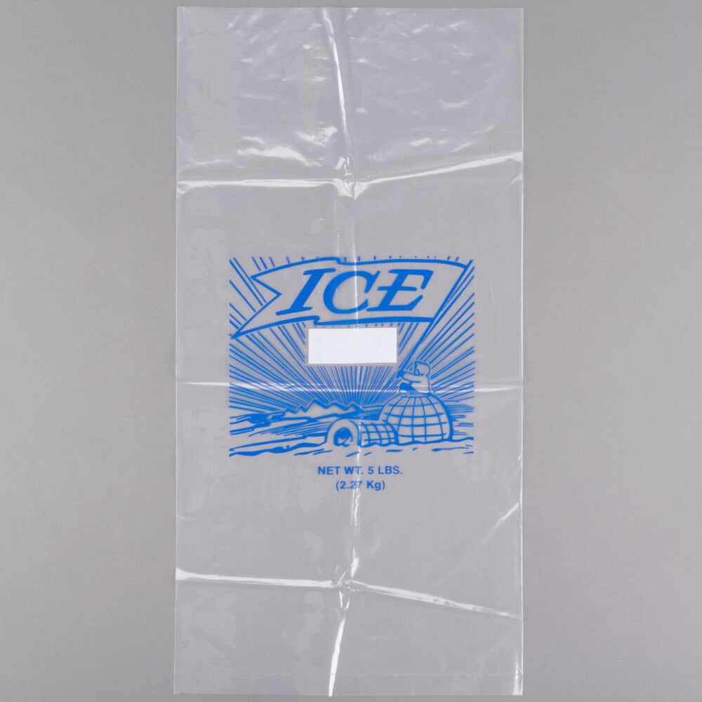 5 lb. Clear Plastic Ice Bag with Igloo Graphic - 1000/Bundle