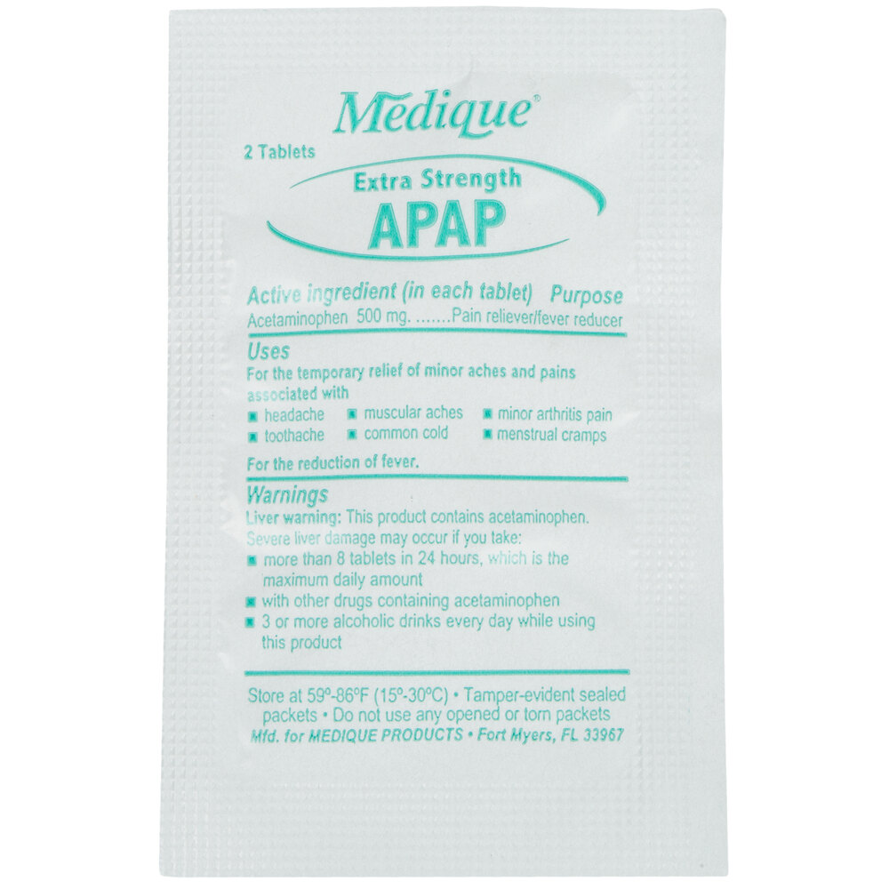 Medique 17564 Extra Strength APAP Acetaminophen Tablets - 24/Box