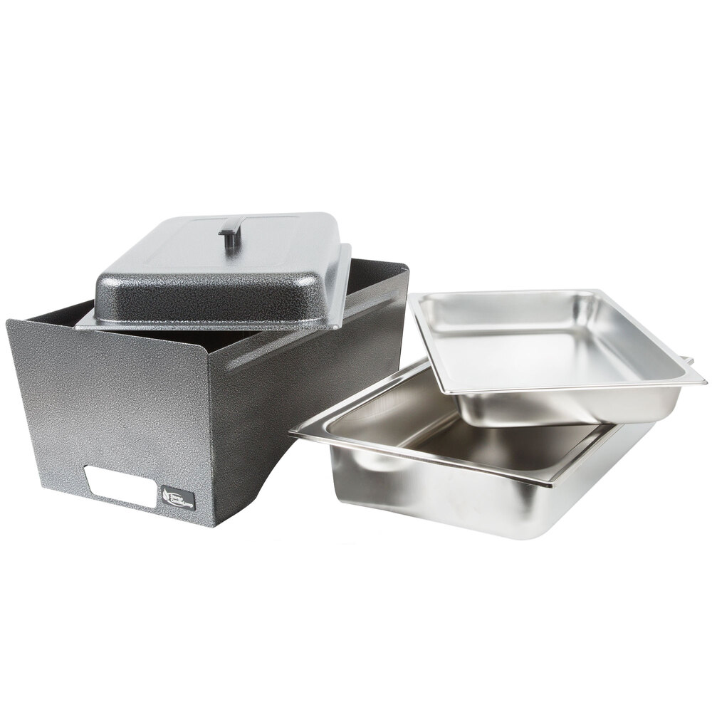 Sterno Full Size Silver Vein Stackable Chafer with Lid and Full Size Pan