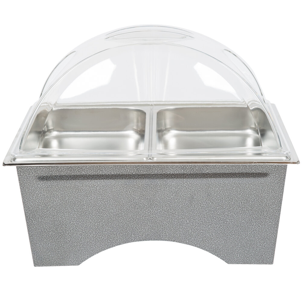 Sterno Silver Vein Fold Away Chafer with Clear Dome Cover and 2 Half ...