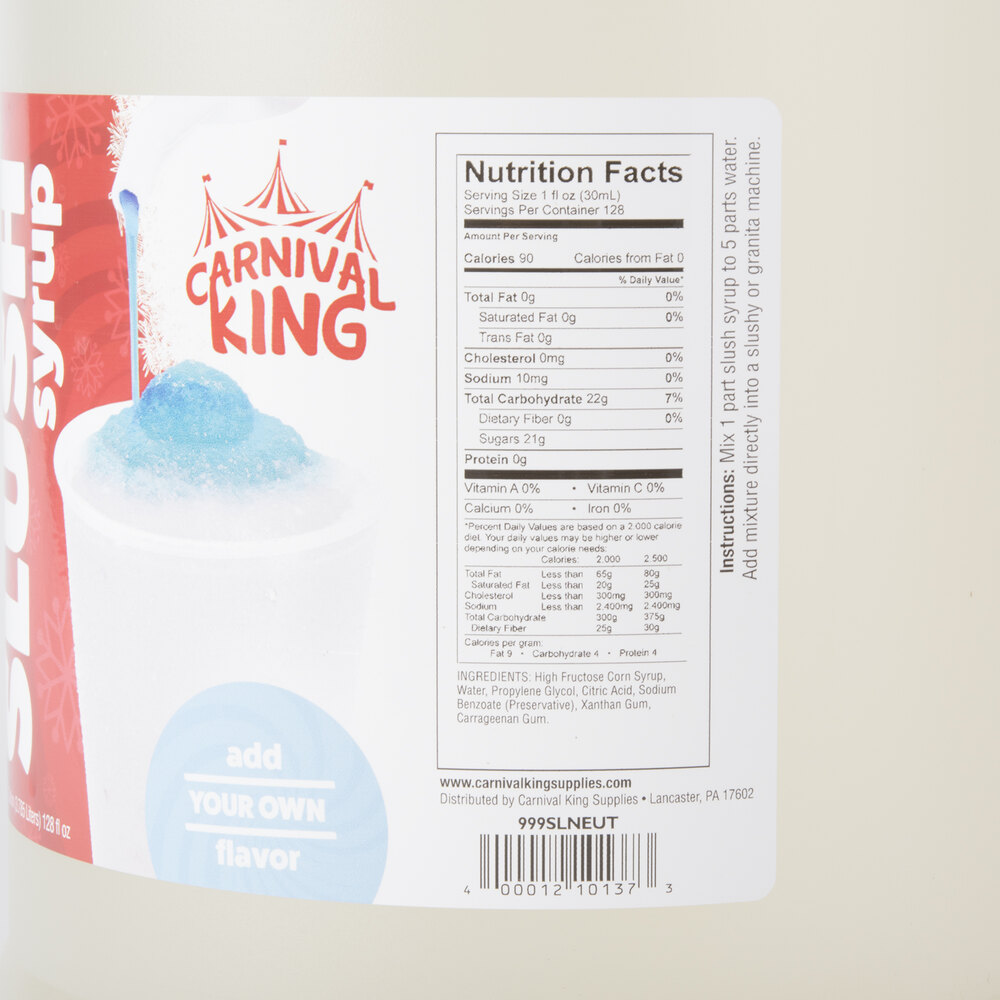 Carnival King 1 Gallon Neutral Slushy Syrup - 4/Case