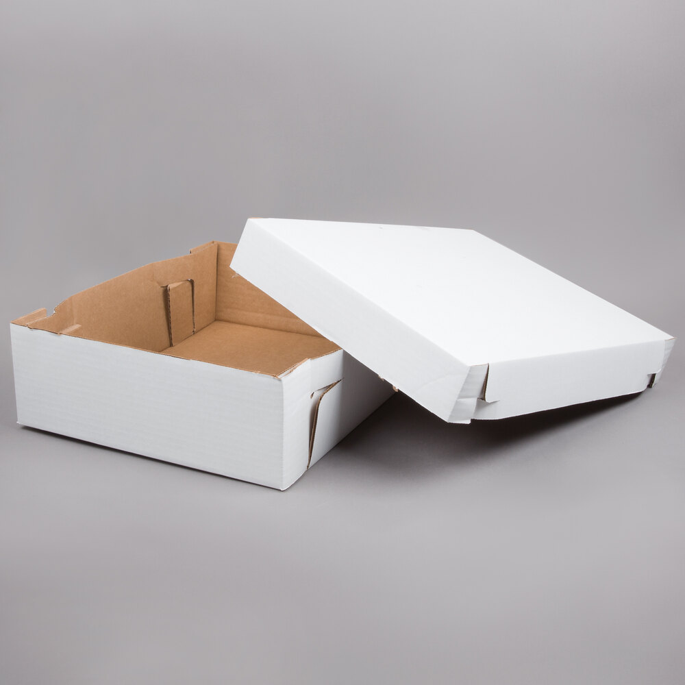 18" x 14" x 5" White Corrugated Half Sheet Cake / Bakery Box with Lid ...