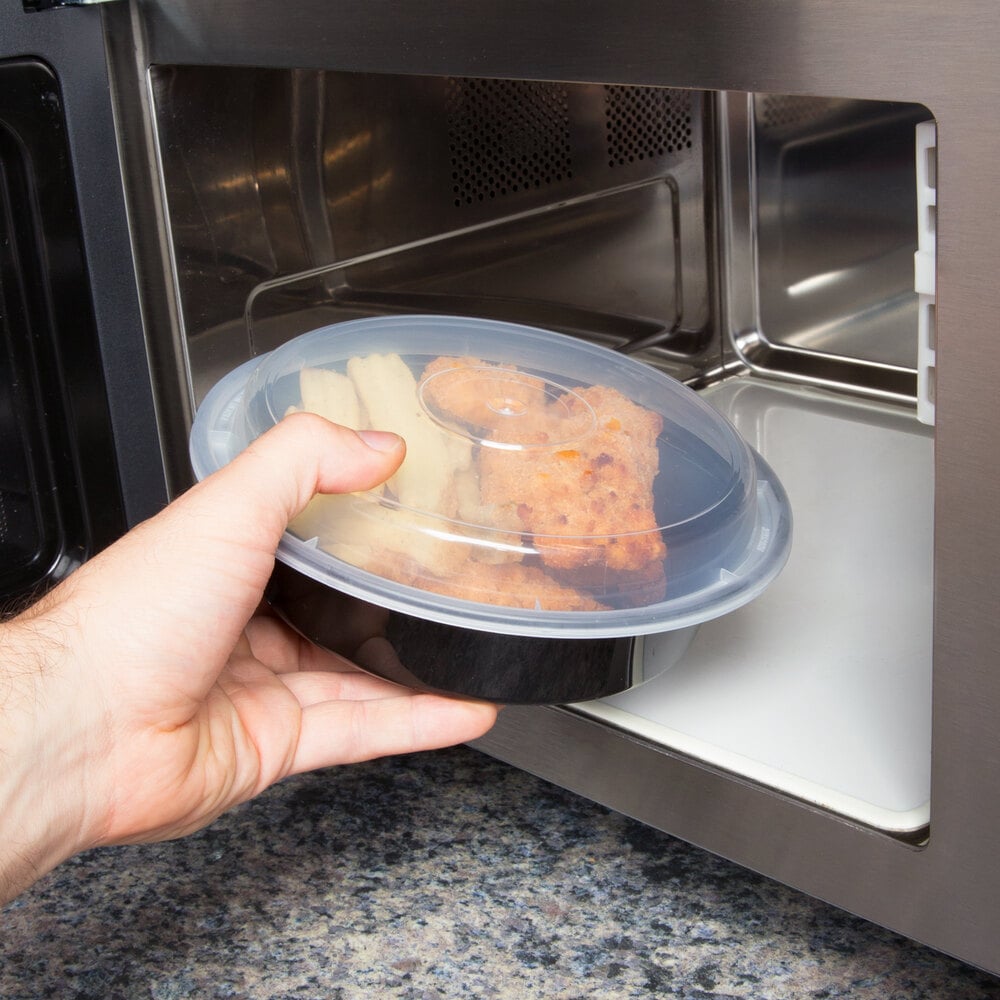 Pactiv Newspring NC723B 24 oz. Black 7" VERSAtainer Round Microwavable ...