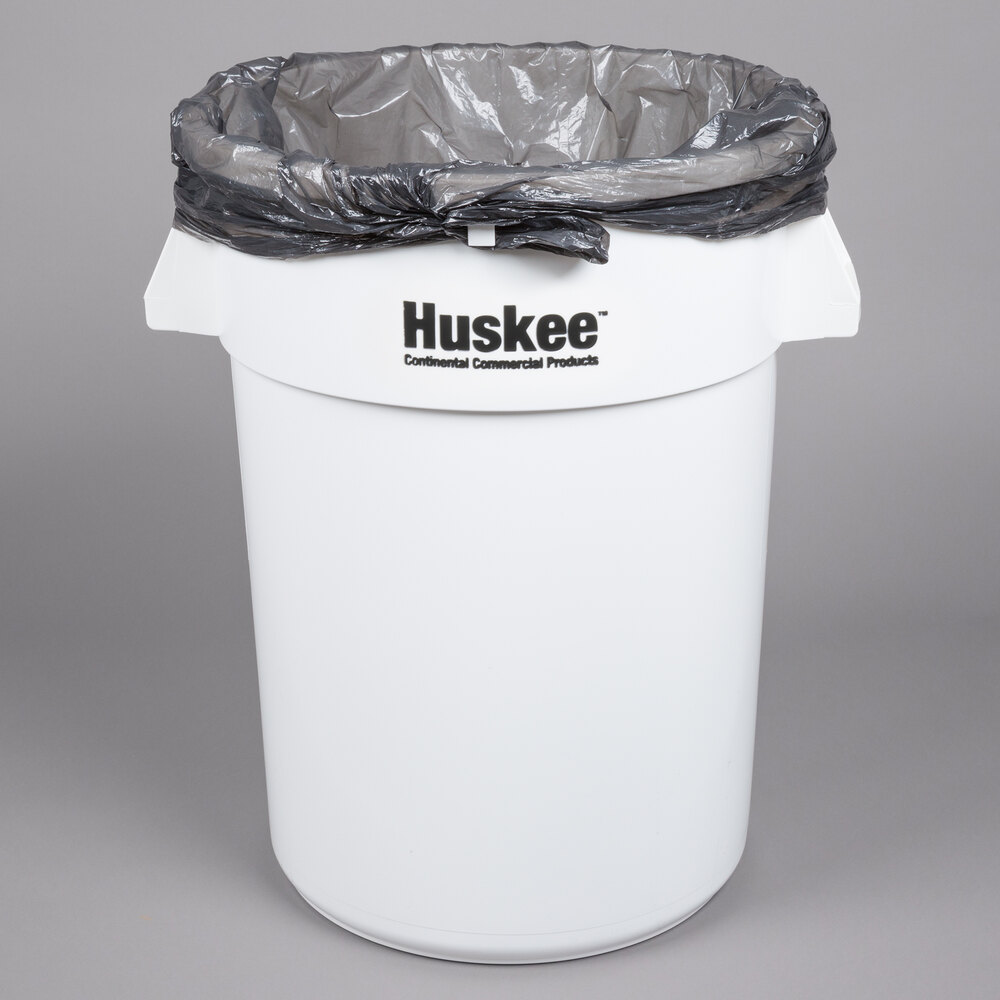 Continental 4444WH Huskee 44 Gallon White Round Trash Can