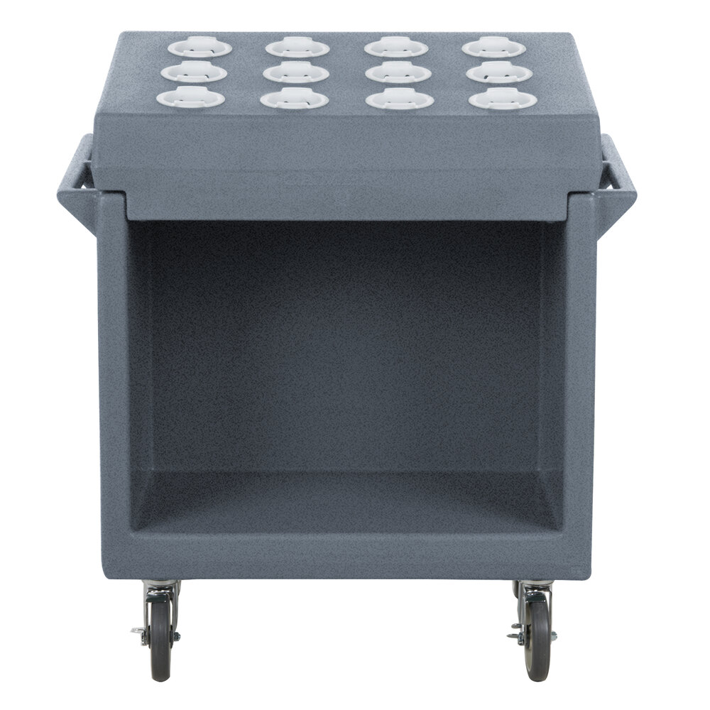 Cambro TDCR12191 Granite Gray Tray and Dish Cart with Cutlery Rack and ...