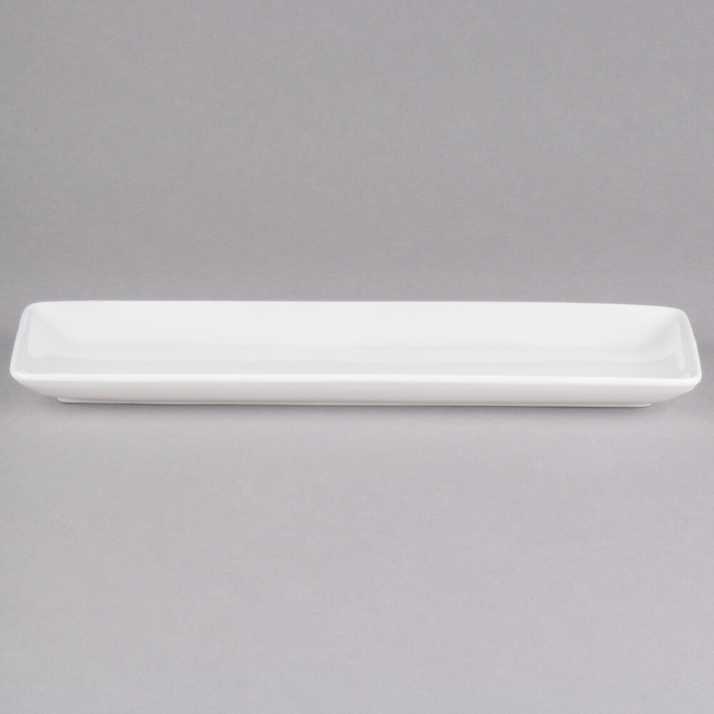 CAC LON-14 Long Island 14" x 4" Bone White Porcelain Platter - 24/Case