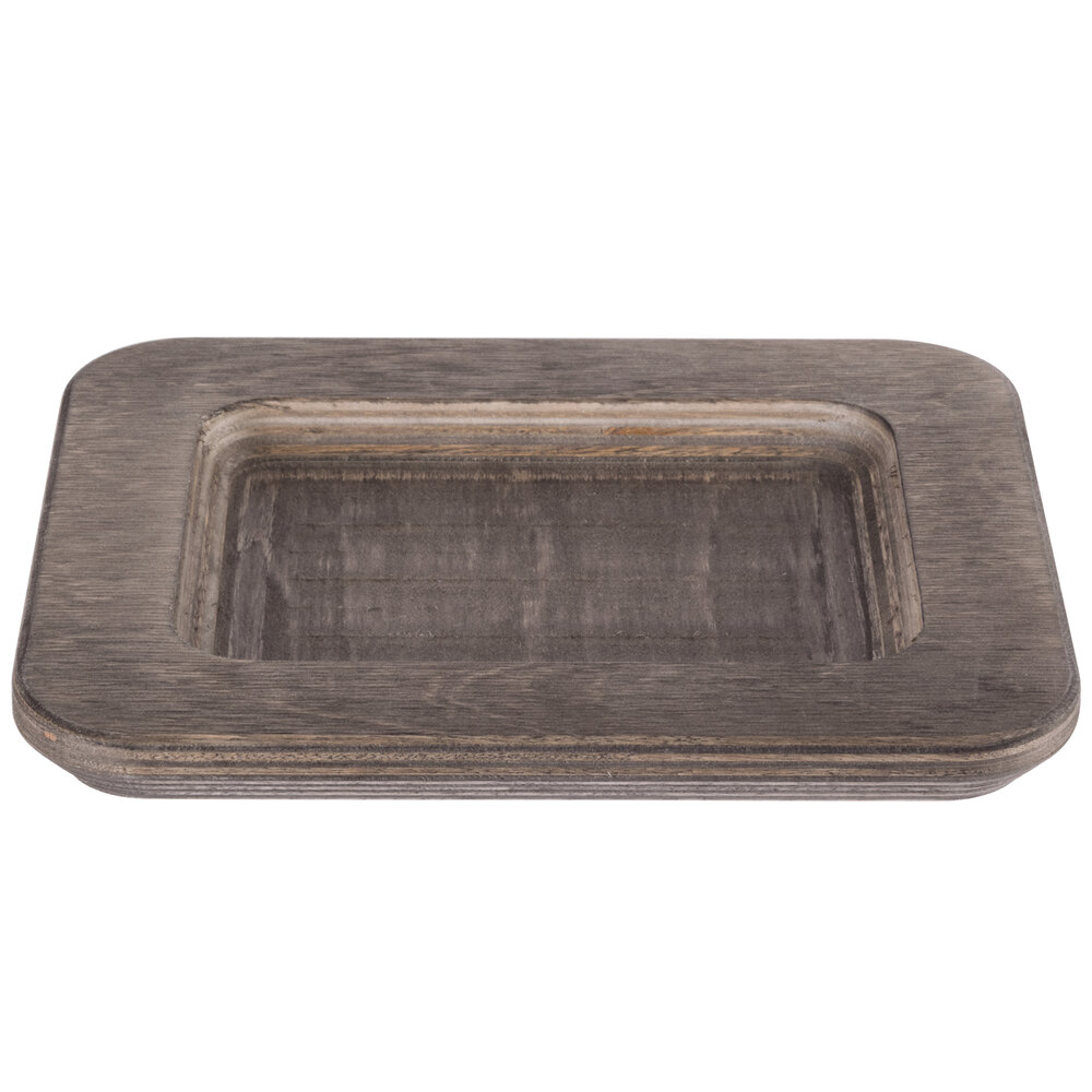 Lodge UMSRC 7 1/2" x 6" Rectangular Wood Underliner with Walnut Finish