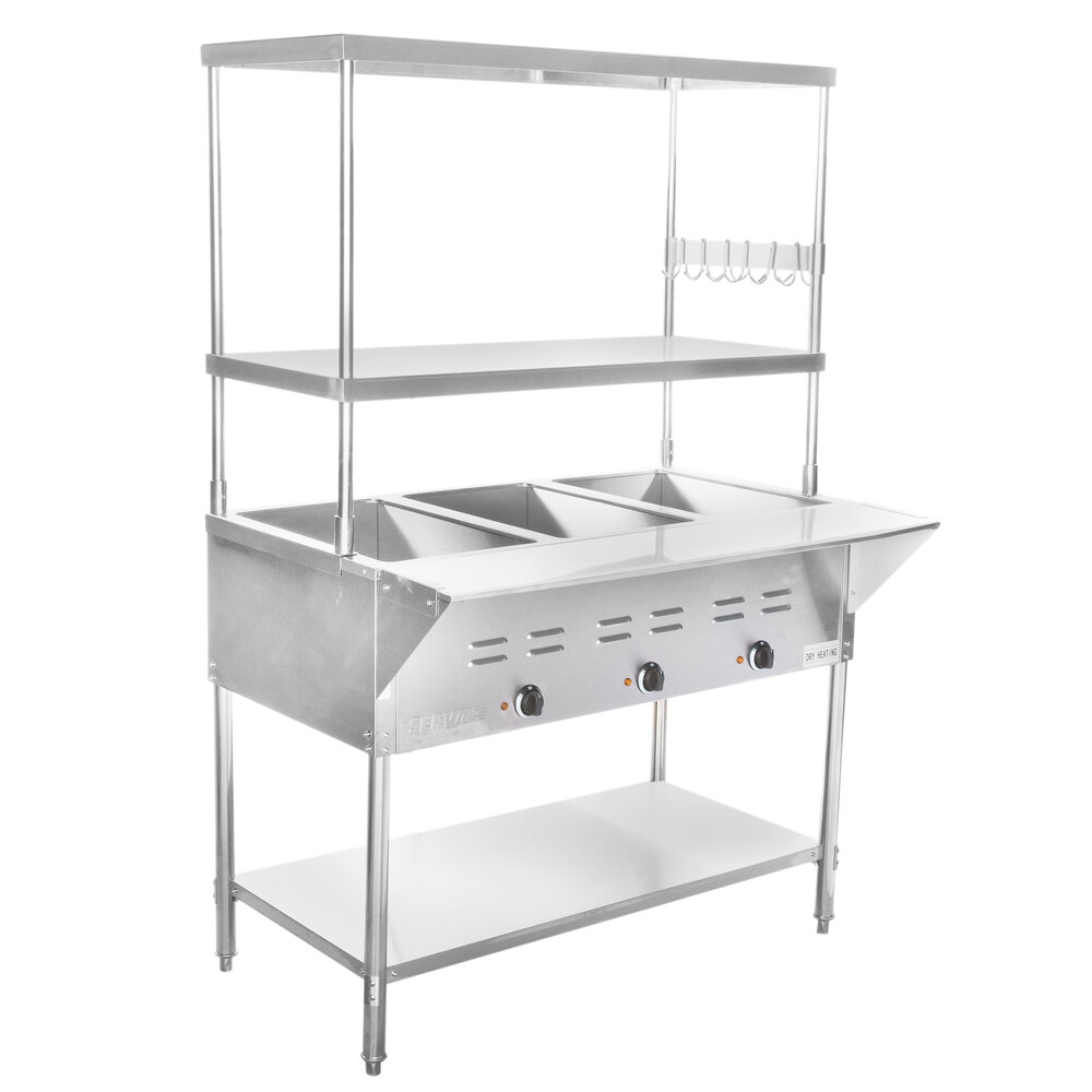 ServIt EST-3WE Three Pan Open Well Electric Steam Table with Undershelf ...