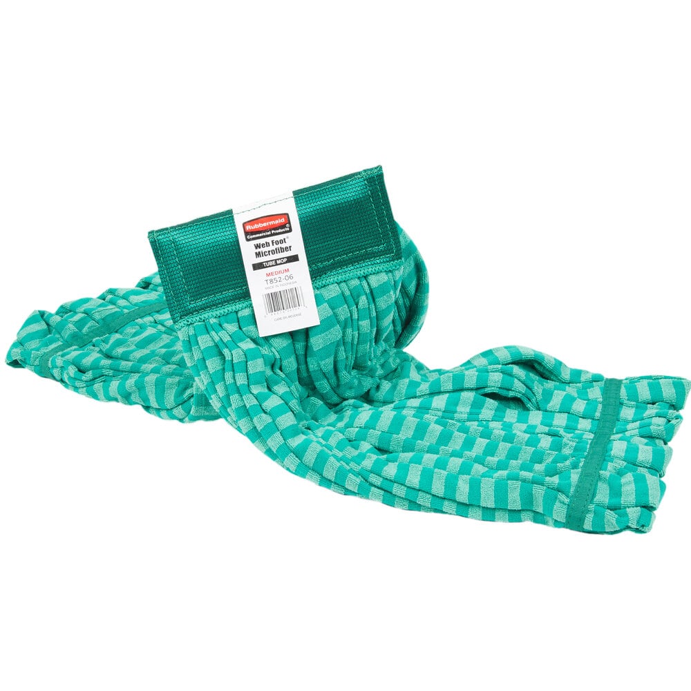 Rubbermaid FGT85206GR00 Green Medium Web Foot Microfiber Tube Mop Head ...
