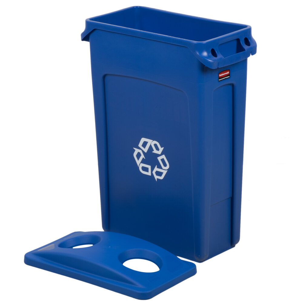 Rubbermaid Slim Jim 23 Gallon Blue Recycling Container with Blue 2 Hole Lid