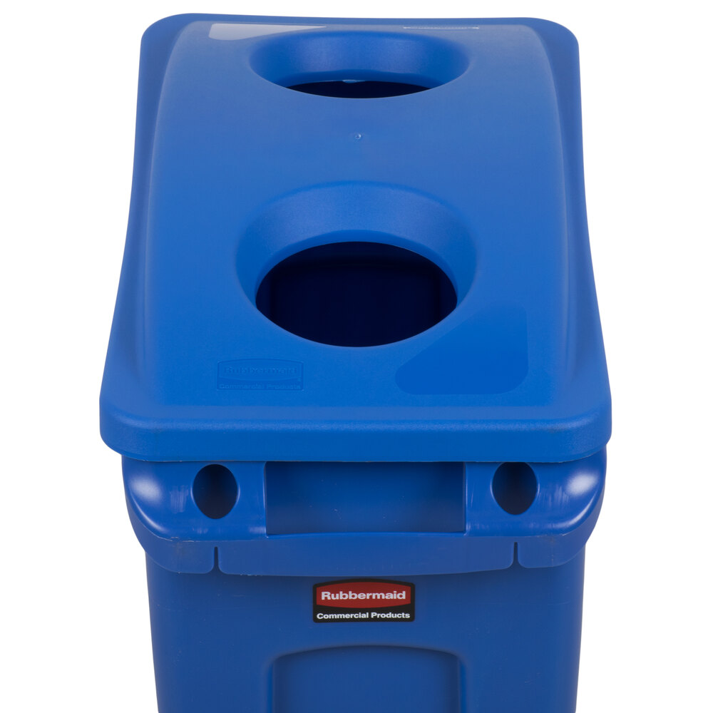 Rubbermaid Slim Jim 23 Gallon Blue Recycling Container with Blue 2 Hole Lid