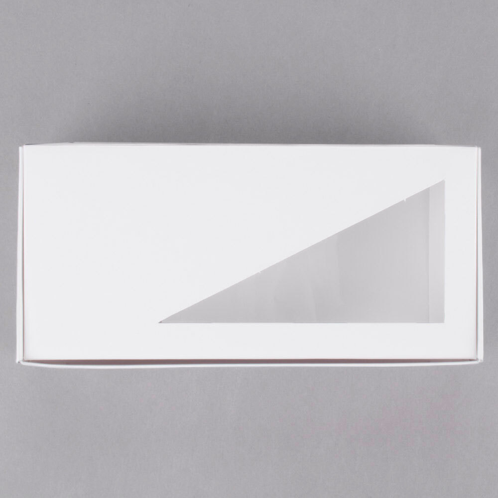 7 1/8" x 3 3/8" x 1 7/8" White 1 lb. 1-Piece Candy Box with Triangular ...