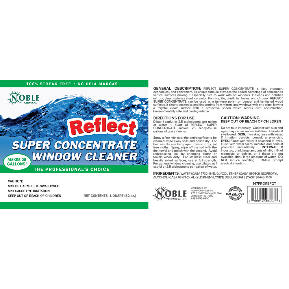Noble Chemical 1 Qt. / 32 oz. Reflect Super Concentrated Glass Window ...