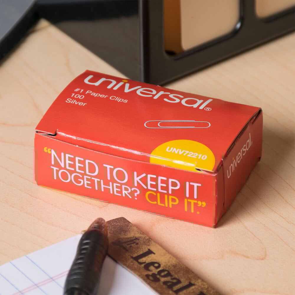 Universal UNV72210 Silver Smooth Finish #1 Standard Paper Clip - 1000/Pack