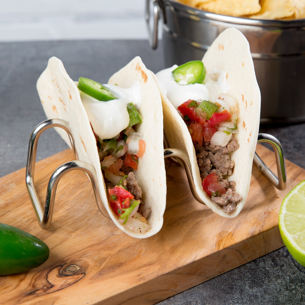 Choice Stainless Steel Wire Taco Holder with 2 or 3 Compartments - 5 5/ ...