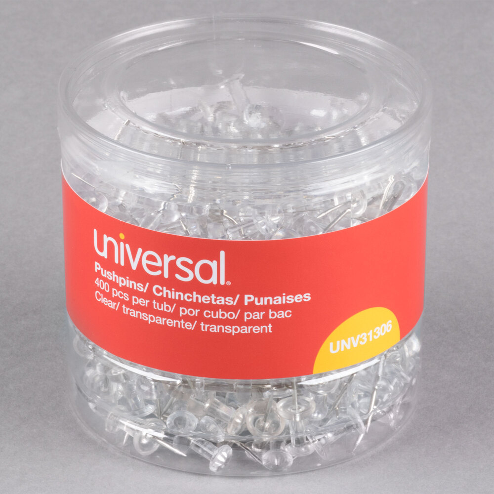 Universal UNV31306 3/8" Clear Plastic Push Pin - 400/Pack
