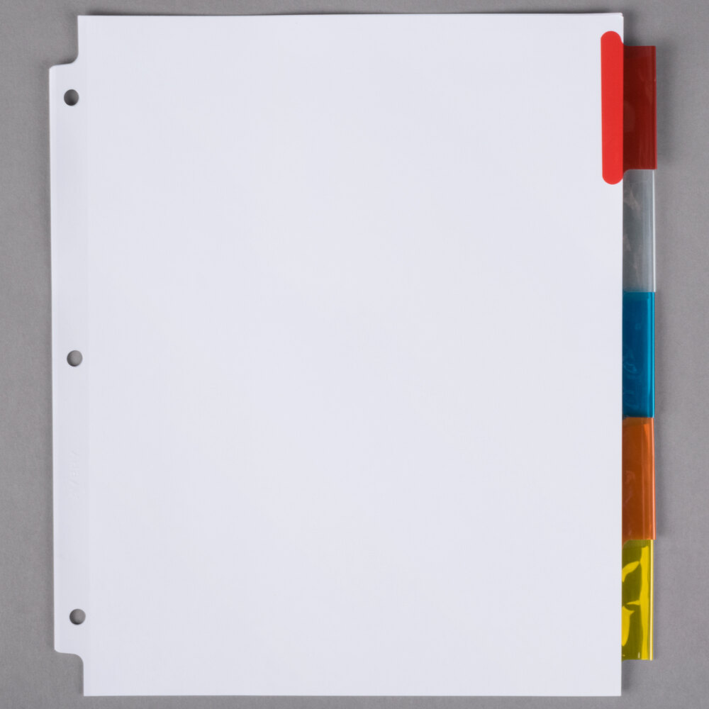 Avery 11220 Big Tab Extra Wide 5-Tab Multi-Color Insertable Tab Dividers