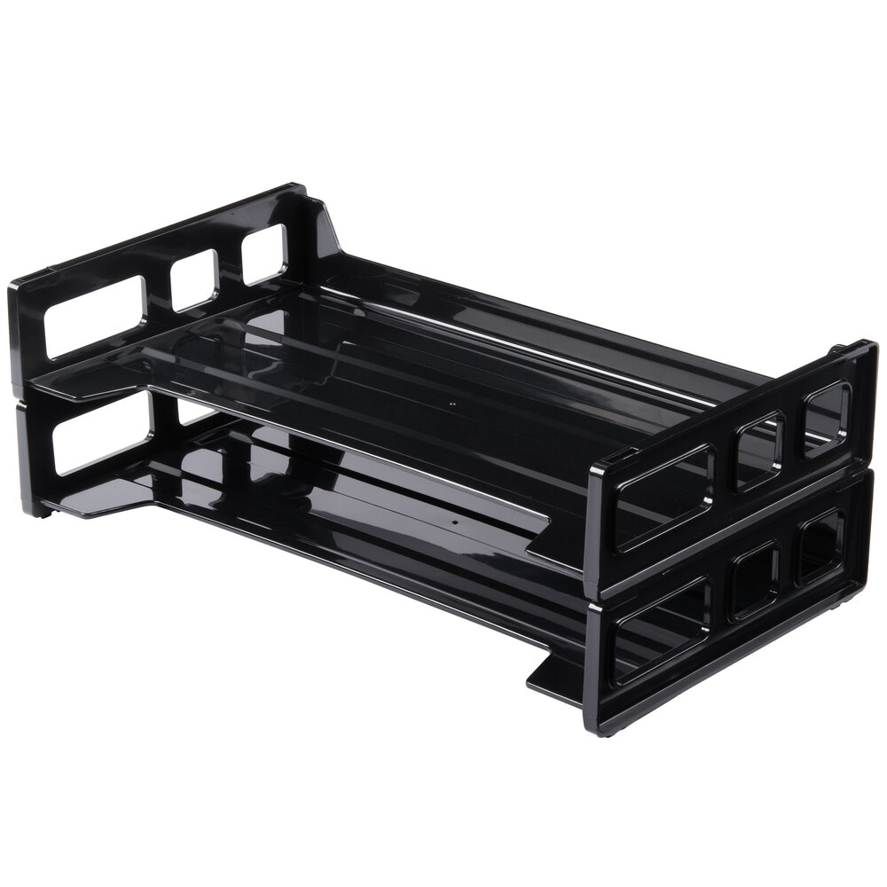 Universal UNV08101 16 1/4" x 9" x 2 3/4" Black Side Load Stackable ...
