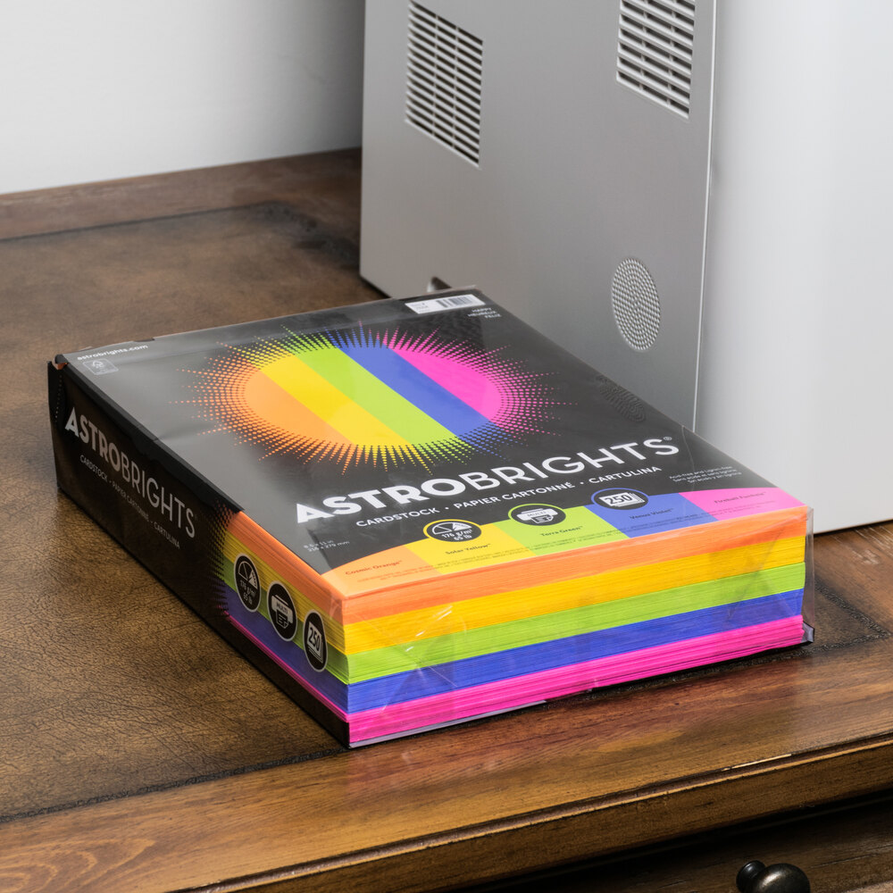 Neenah 21004 Astrobrights 8 1/2" x 11" Brilliant Assorted 65# Smooth ...