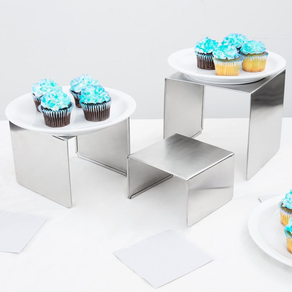 American Metalcraft RSS3 Satin Finish Stainless Steel Riser Set