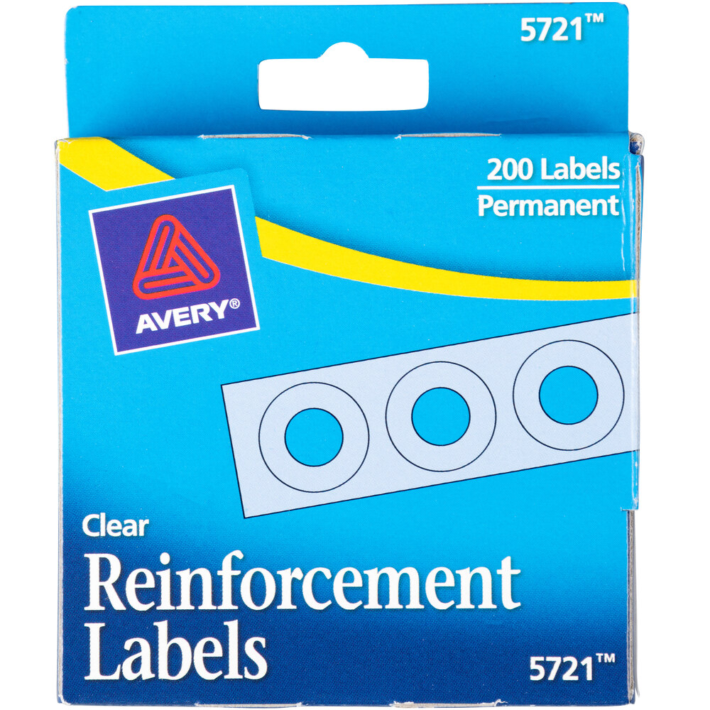 Avery 5721 1/4" Clear Hole Reinforcement Label with Dispenser - 200/Pack