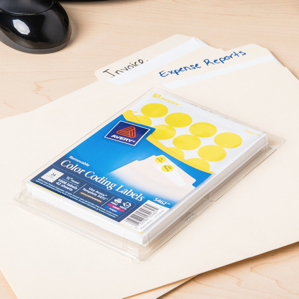 Avery 5462 3/4" Yellow Round Removable Write-On / Printable Labels ...