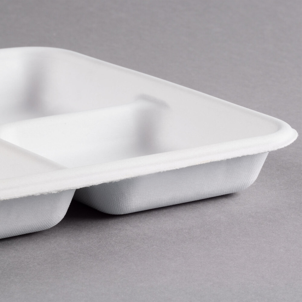 Huhtamaki Chinet 22023 9 1/2" x 8 1/4" White Molded Fiber / Pulp 3 ...