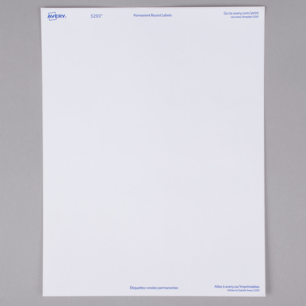 Avery 5293 1 2/3" High-Visibility Round White Printable Labels - 600/Pack