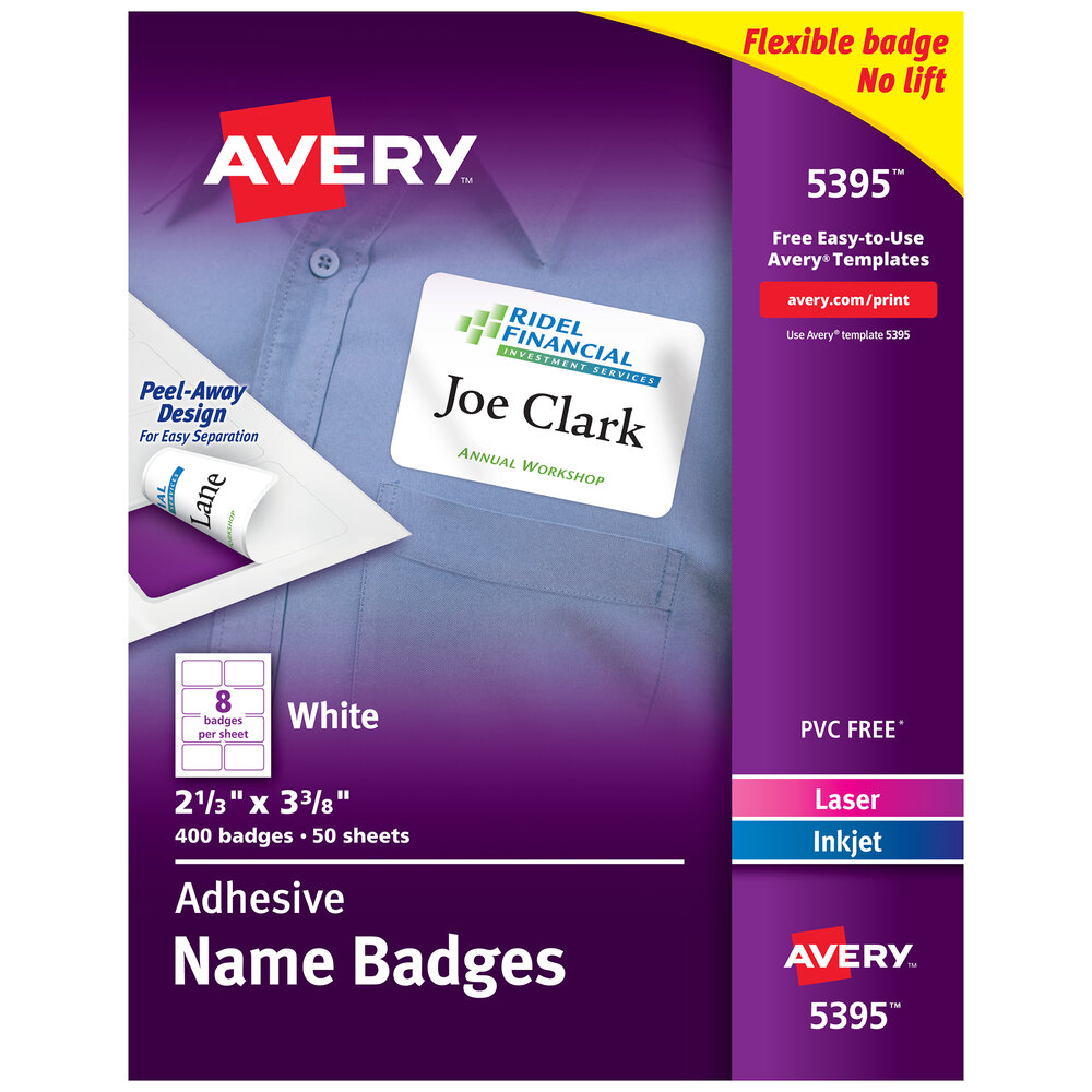 Avery 5395 2 3 8 X 3 3 8 White Flexible Self Adhesive Laser Inkjet 