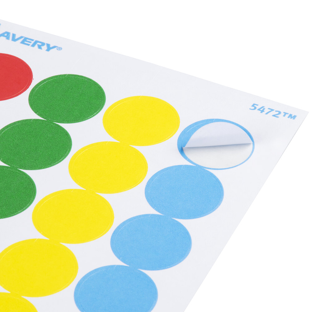 Avery 5472 3 4 Assorted Colors Round Removable Write On Printable 