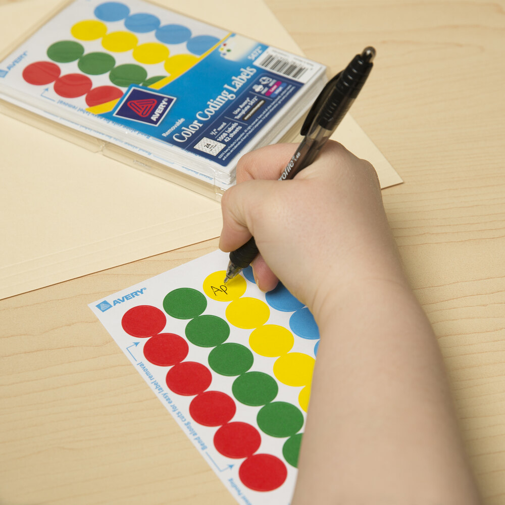 Avery 5472 3 4 Assorted Colors Round Removable Write On Printable 