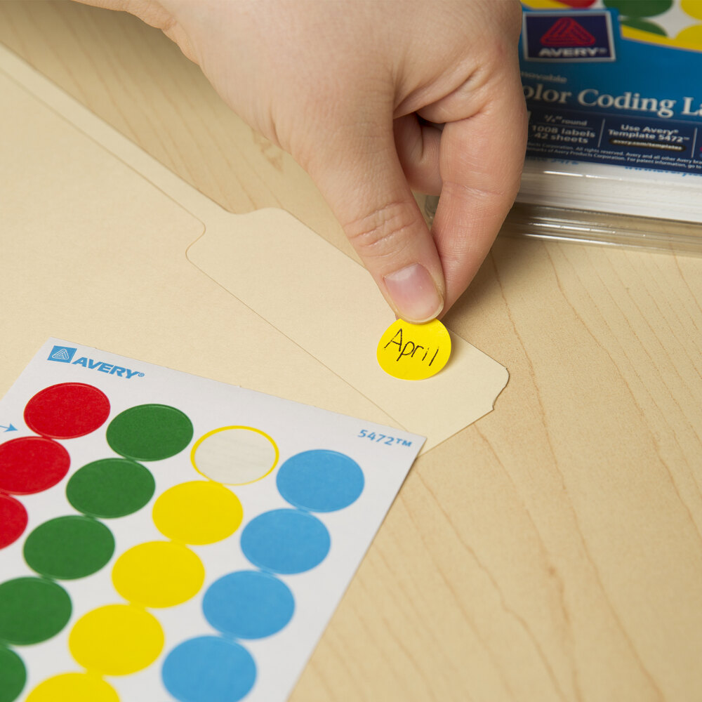 Avery 5472 3 4 Assorted Colors Round Removable Write On Printable 