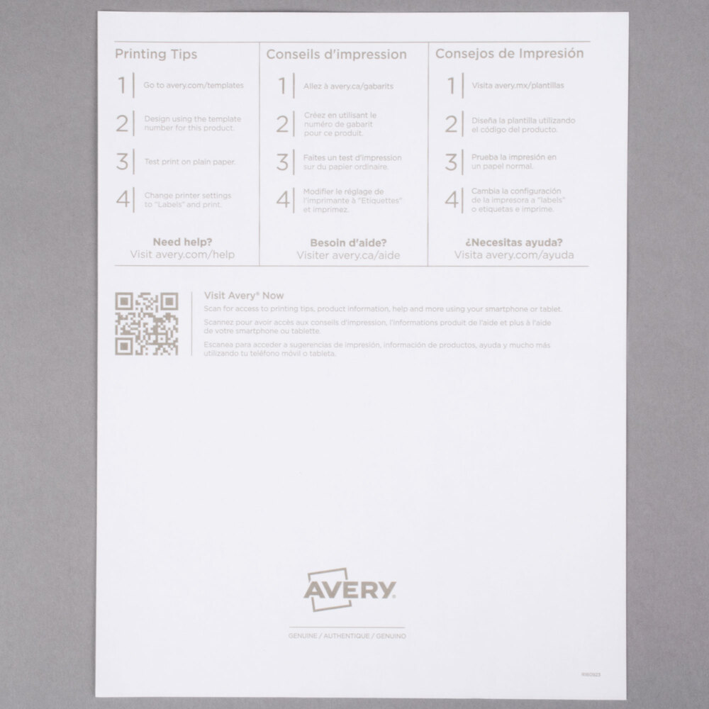 Avery 5165 8 1/2" x 11" White Full Sheet Shipping Labels - 100/Box