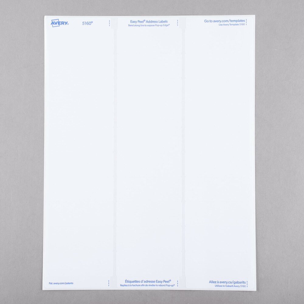 Avery 5160 1 X 2 5 8 White Easy Peel Mailing Address Labels 3000 Box Avery AVE5160
