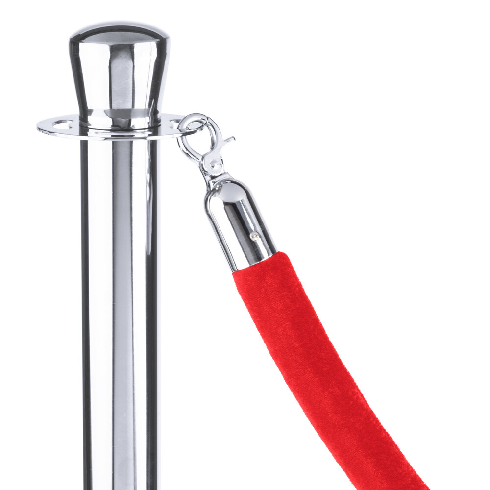 Lancaster Table & Seating Red 8' Stanchion Rope with Silver Ends for ...