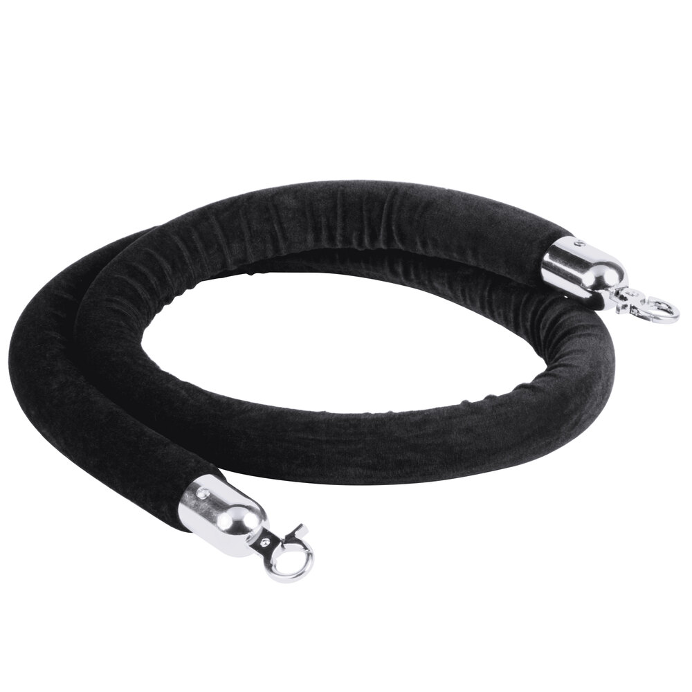 Lancaster Table & Seating Black 5' Stanchion Rope with Silver Ends for ...