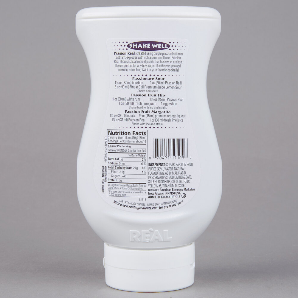 Real 16.9 fl. oz. Passion Fruit Puree Infused Syrup