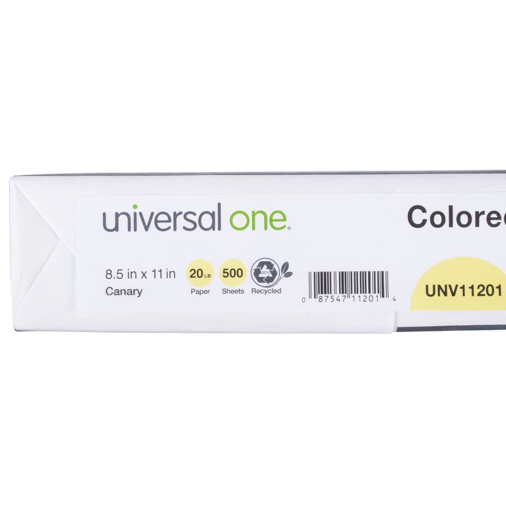 Universal Office UNV11201 8 1/2" x 11" Canary Ream of 20# Color Copy ...