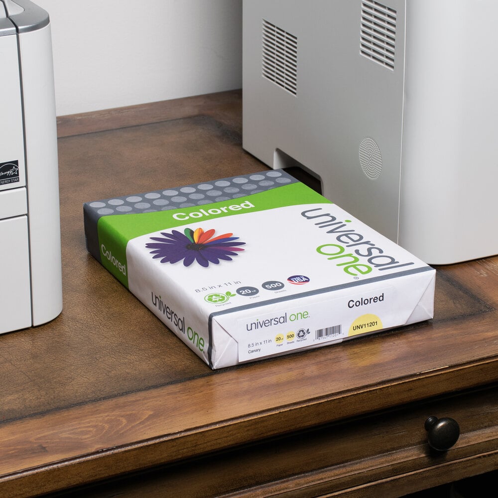 Universal Office UNV11201 8 1/2" x 11" Canary Ream of 20# Color Copy ...