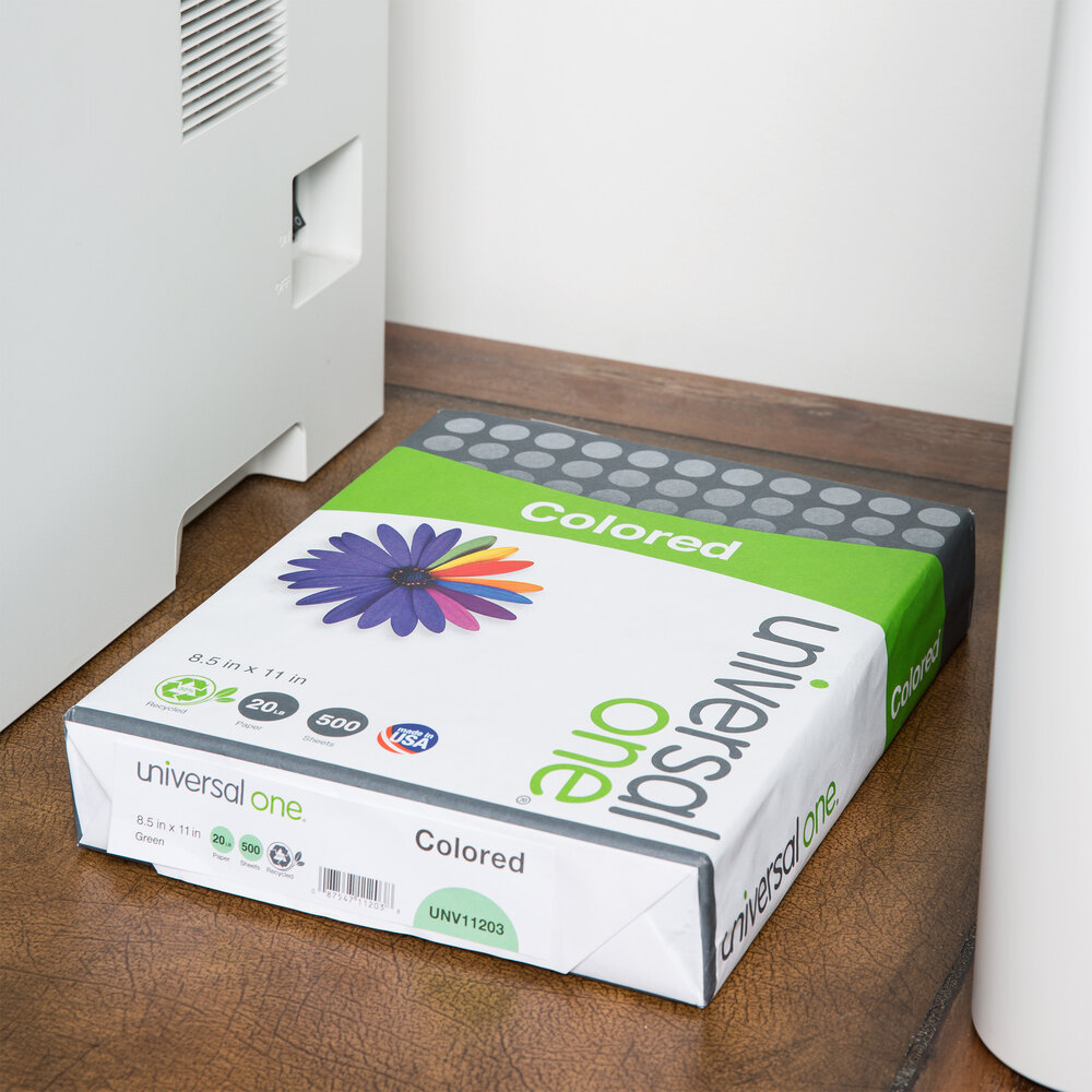 Universal Office UNV11203 8 1/2" x 11" Green Ream of 20# Color Copy ...