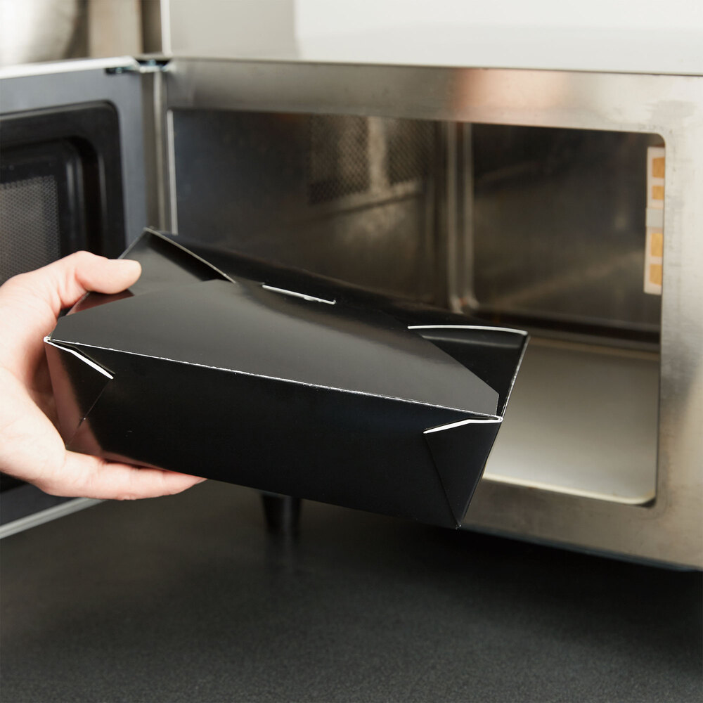 Choice 7 3/4" x 5 1/2" x 2 1/2" Black Microwavable Folded Paper #3 Take ...