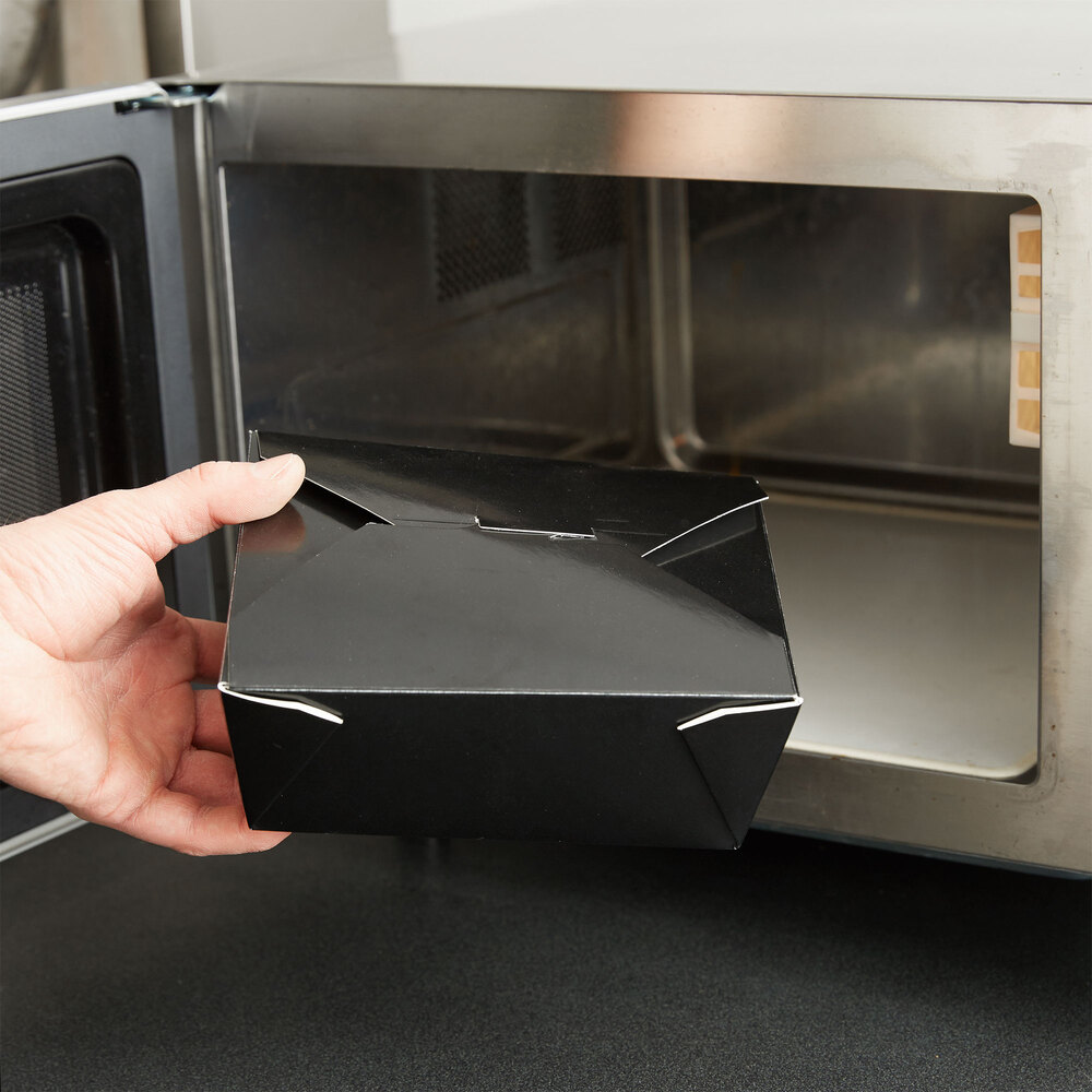 Choice 6" x 4 5/8" x 2 1/2" Black Microwavable Folded Paper #8 Take-Out ...