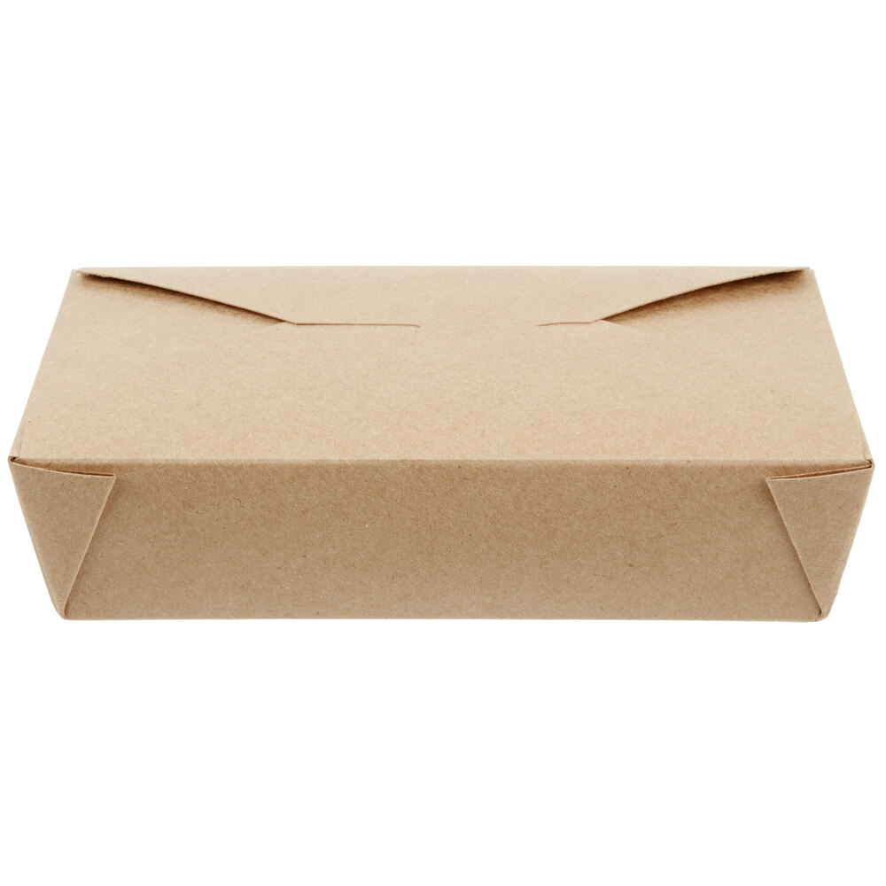 Choice 7 3/4" x 5 1/2" x 2" Kraft Microwavable Folded Paper #2 Take-Out ...