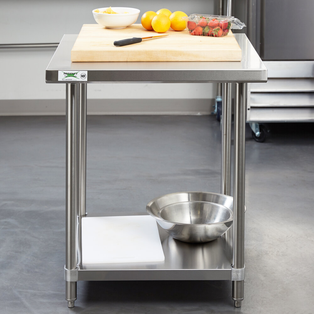 Stainless Steel Work Table with Undershelf - 30" x 30"