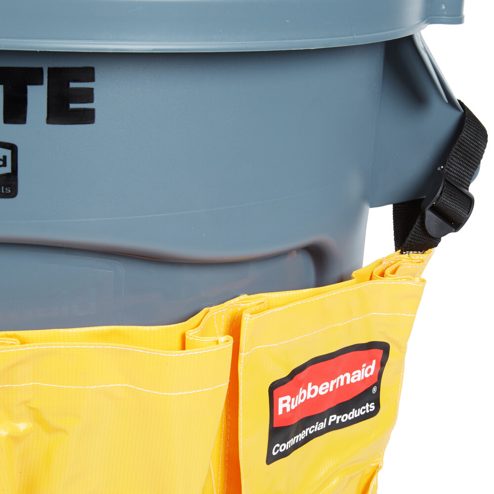 Rubbermaid BRUTE 32 Gallon Gray Trash Can, Lid, Caddy Bag, and Dolly Kit
