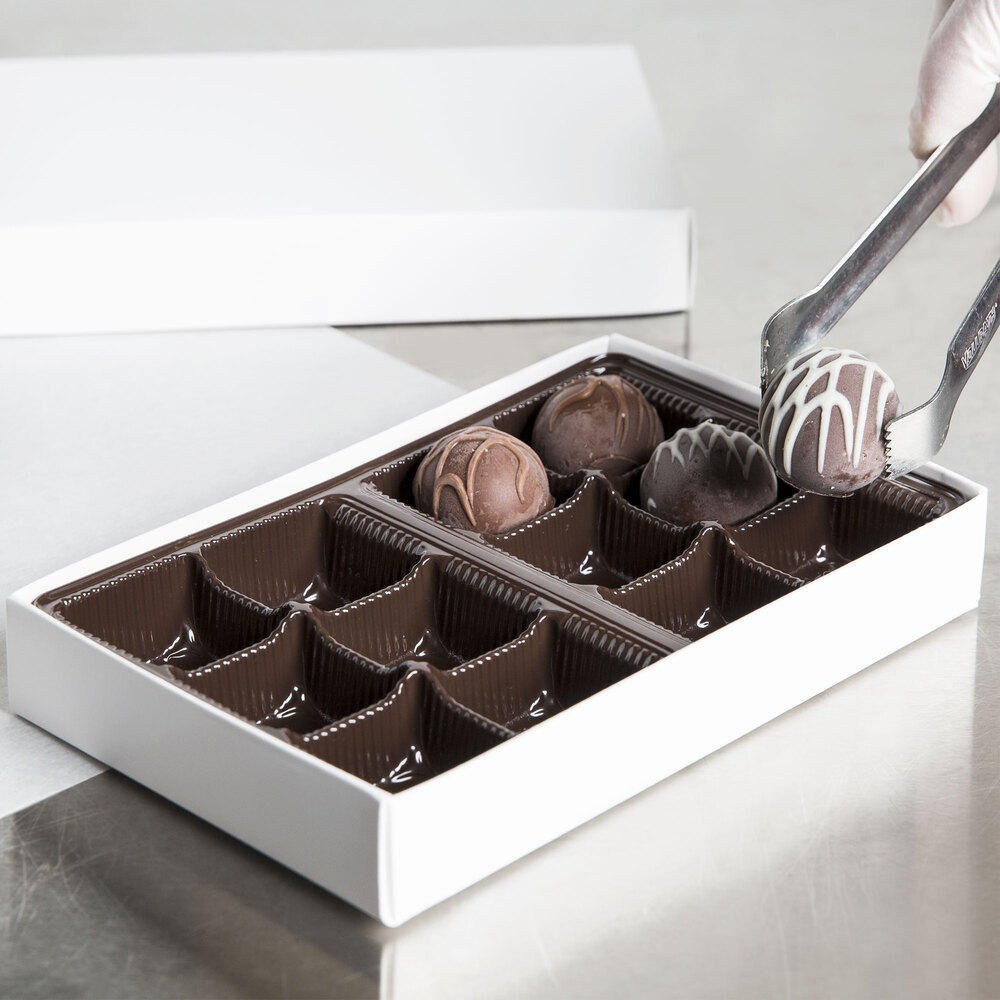 6 7/8" x 4 1/4" x 7/8" Brown 12-Cavity Candy Tray - 250/Case