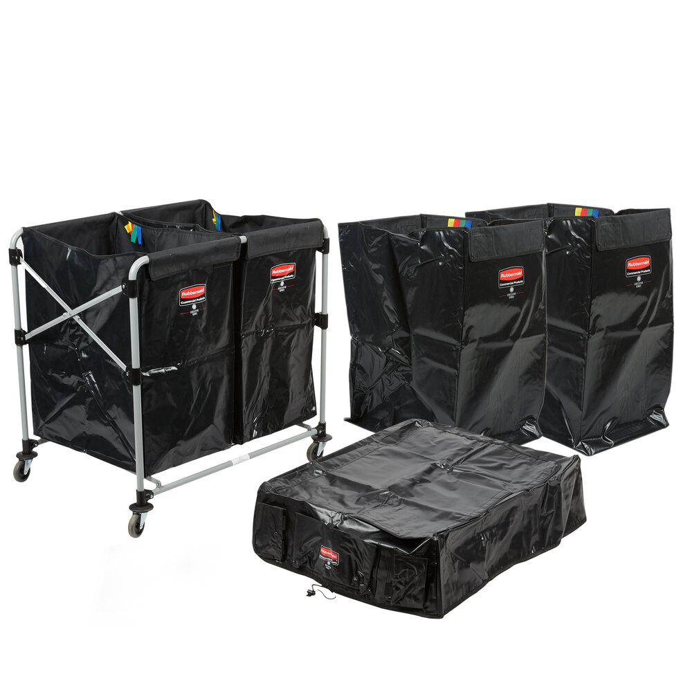 Rubbermaid Laundry Cart, 4 Bushel Deluxe Collapsible 2 Section X-Cart ...