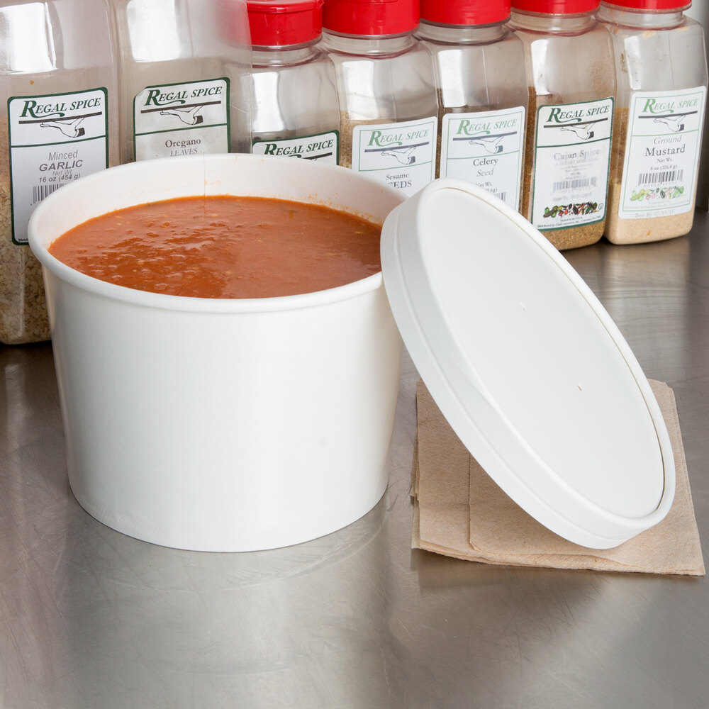 Choice 64 oz. Double Poly-Coated White Paper Soup / Hot Food Cup with ...
